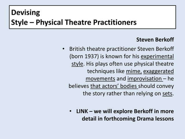 L1 Devising - Physical Theatre skills workshop 1 | PPTX | Theater ...