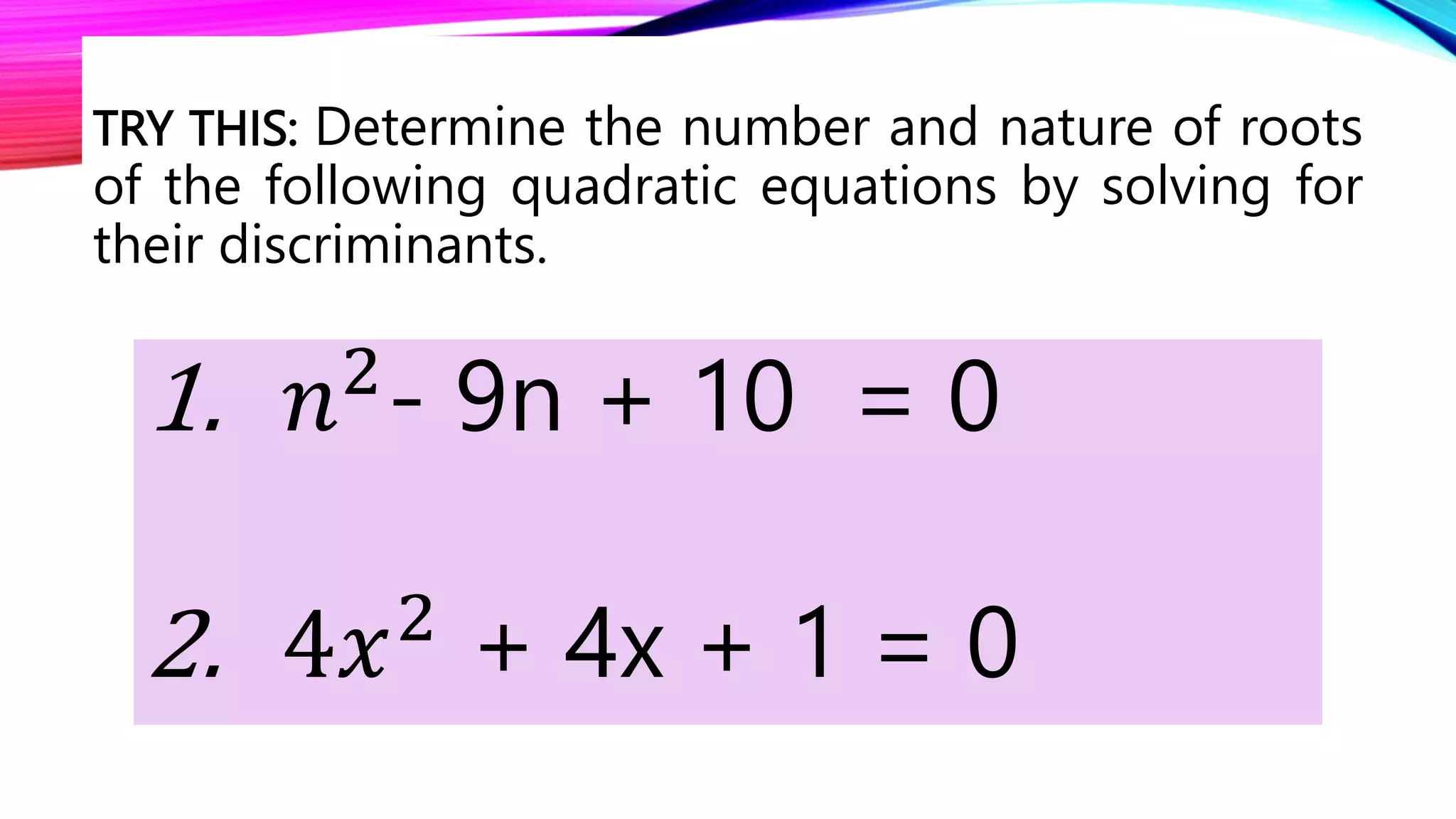 L1 Quadratic Equations.pptx | Physics | Science