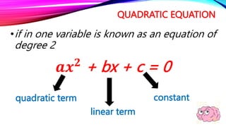 L1 Quadratic Equations.pptx | Physics | Science