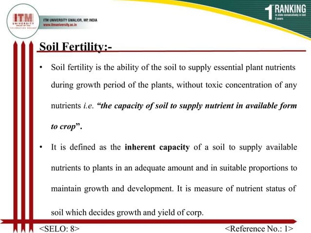 Soil fertility and soil productivity concepts.pptx | Agriculture ...