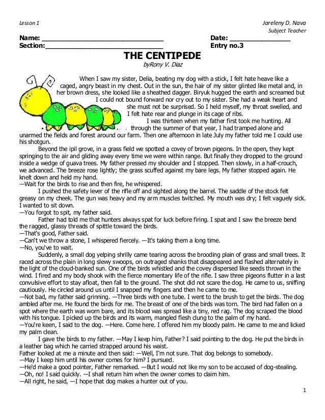 Who Are The Characters In The Story The Centipede By Rony V. Diaz at Levi Skipper blog