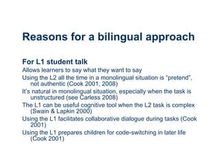 L1 use in the L2 classroom | PPT | Education