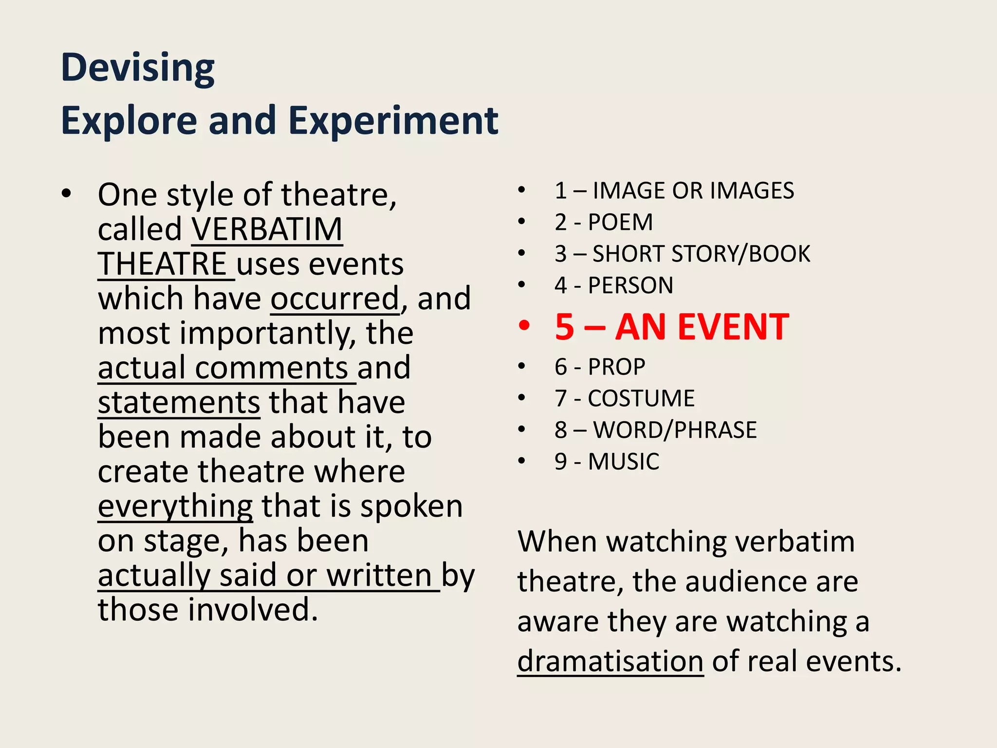 GCSE Devising - Verbatim Theatre L1: Skills | PPTX