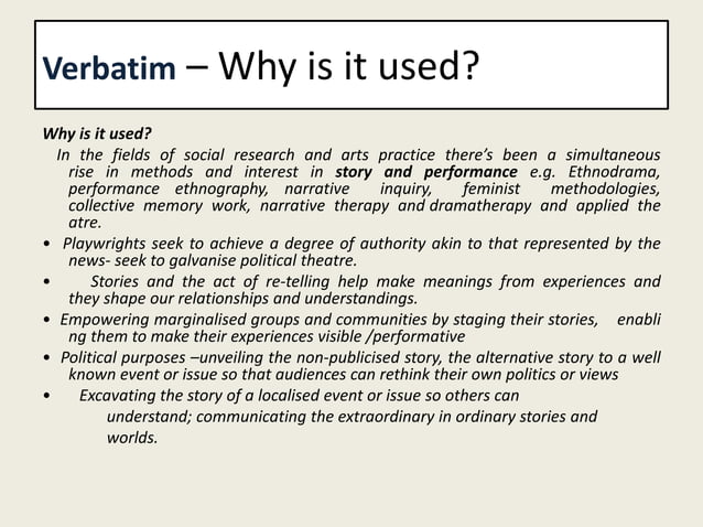 GCSE Devising - Verbatim Theatre L1: Skills | PPTX