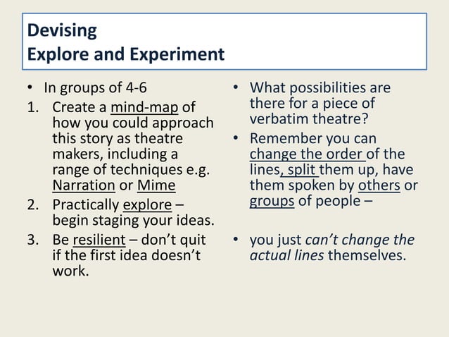 GCSE Devising - Verbatim Theatre L1: Skills | PPTX