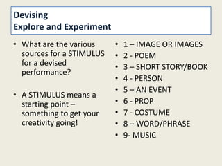 GCSE Devising - Verbatim Theatre L1: Skills | PPTX