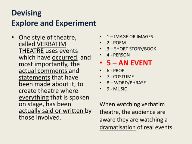 GCSE Devising - Verbatim Theatre L1: Skills | PPTX
