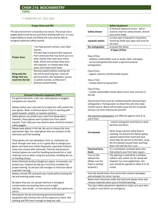Lesson 1 Worksheet 2 - Lab Safety. Chemistry | PDF