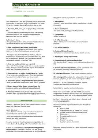 Lesson 1 Worksheet 2 - Lab Safety. Chemistry | PDF