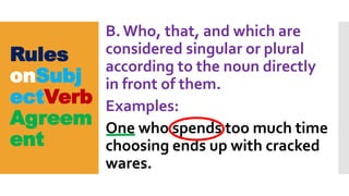 Grade 7 Subject- Verb Agreement | PPTX