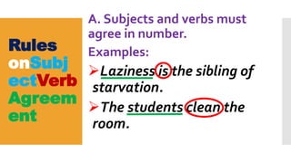 Grade 7 Subject- Verb Agreement | PPTX