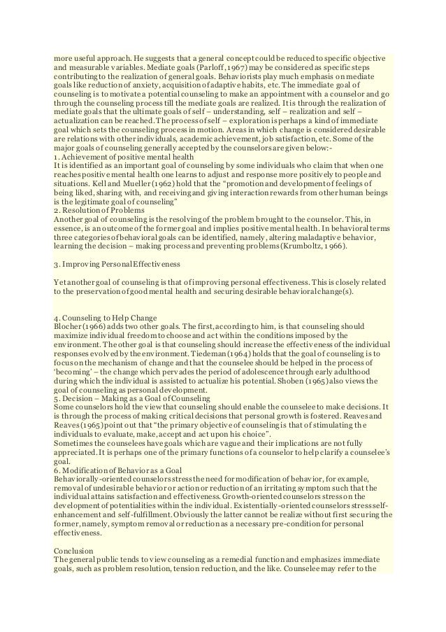 meaning and objectives of counseling