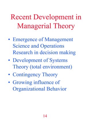 Evolution of Management Theory | PPTX
