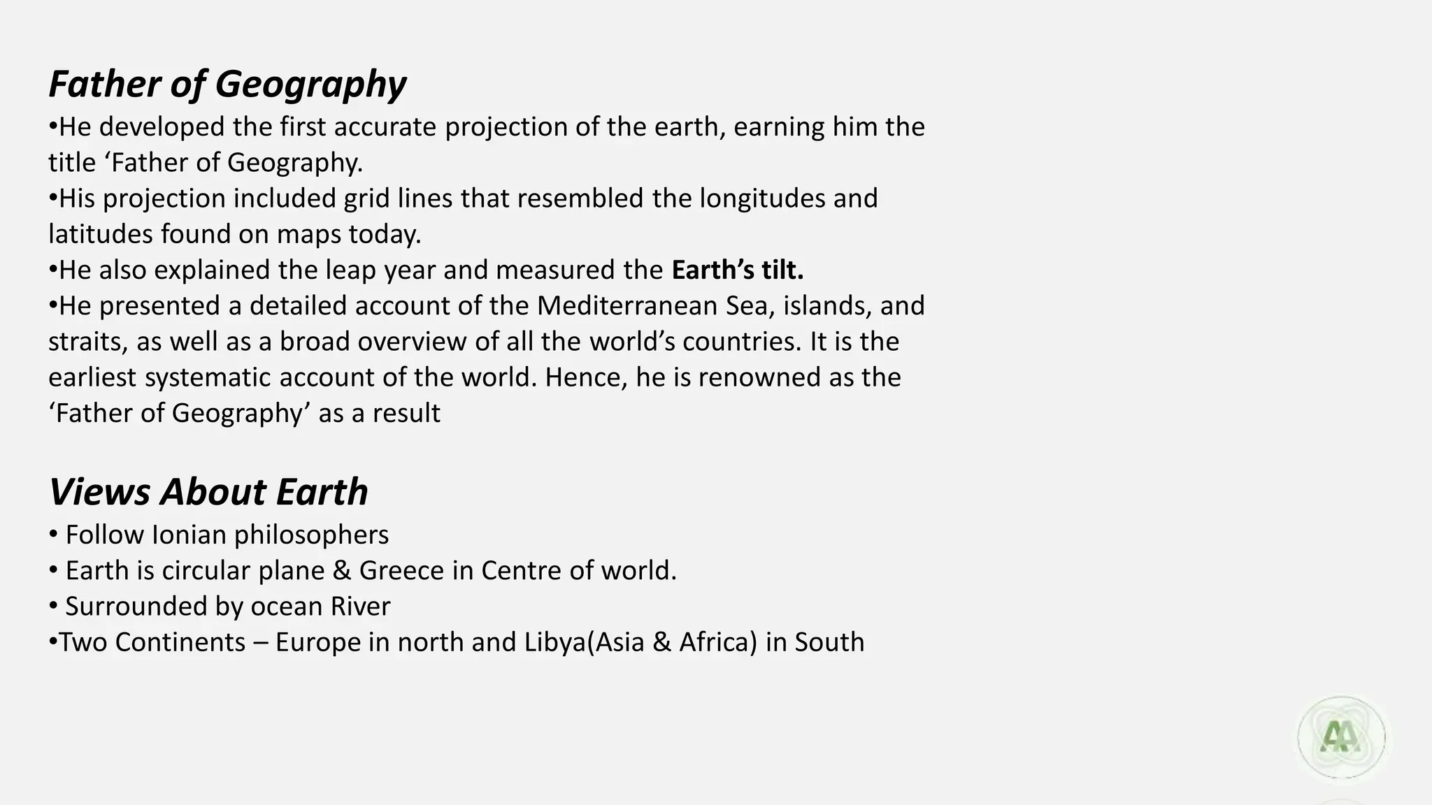 Evolution of geographical thought Greek scholars (hecataeus, Herodotus ...