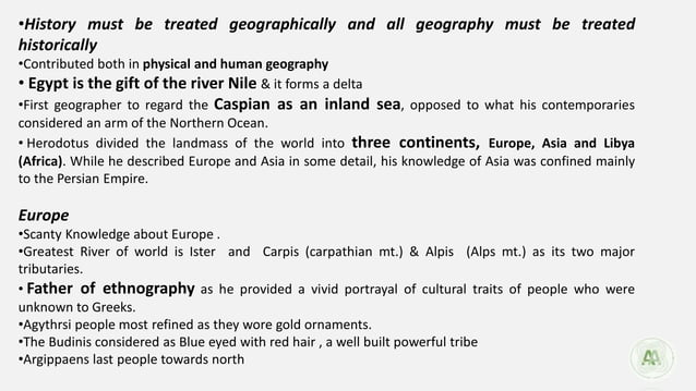 Evolution of geographical thought Greek scholars (hecataeus, Herodotus ...