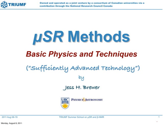 Methods of Muon Spin Rotation/Relaxation/Resonance (muSR) | PDF ...