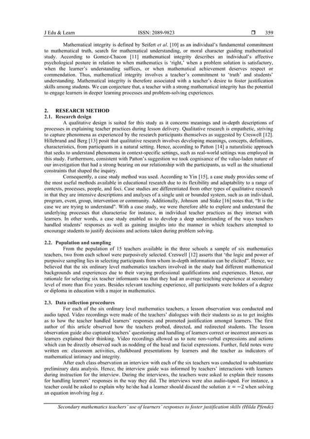 Secondary mathematics teachers’ use of learners’ responses to foster ...