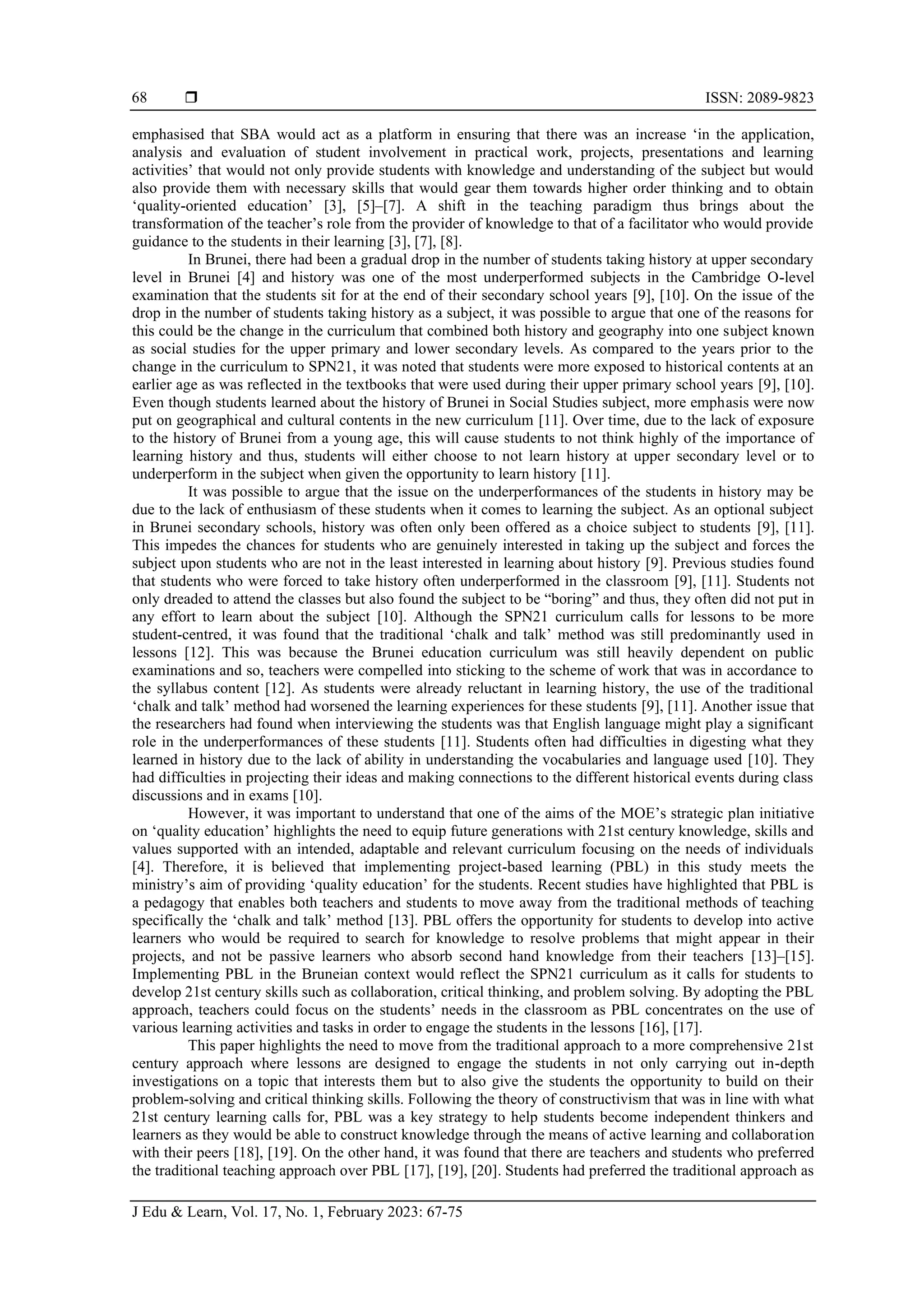 Learning history through project-based learning | PDF