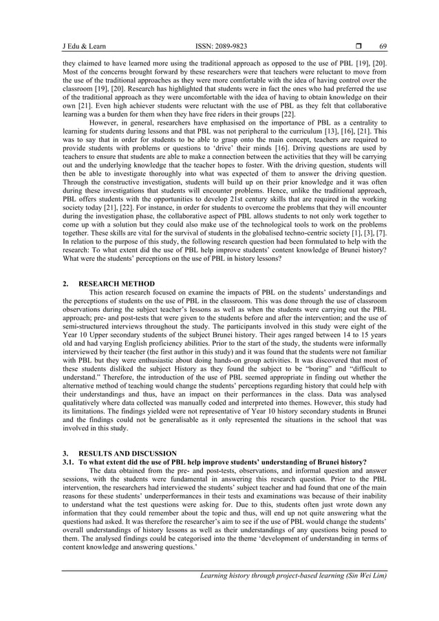 Learning history through project-based learning | PDF