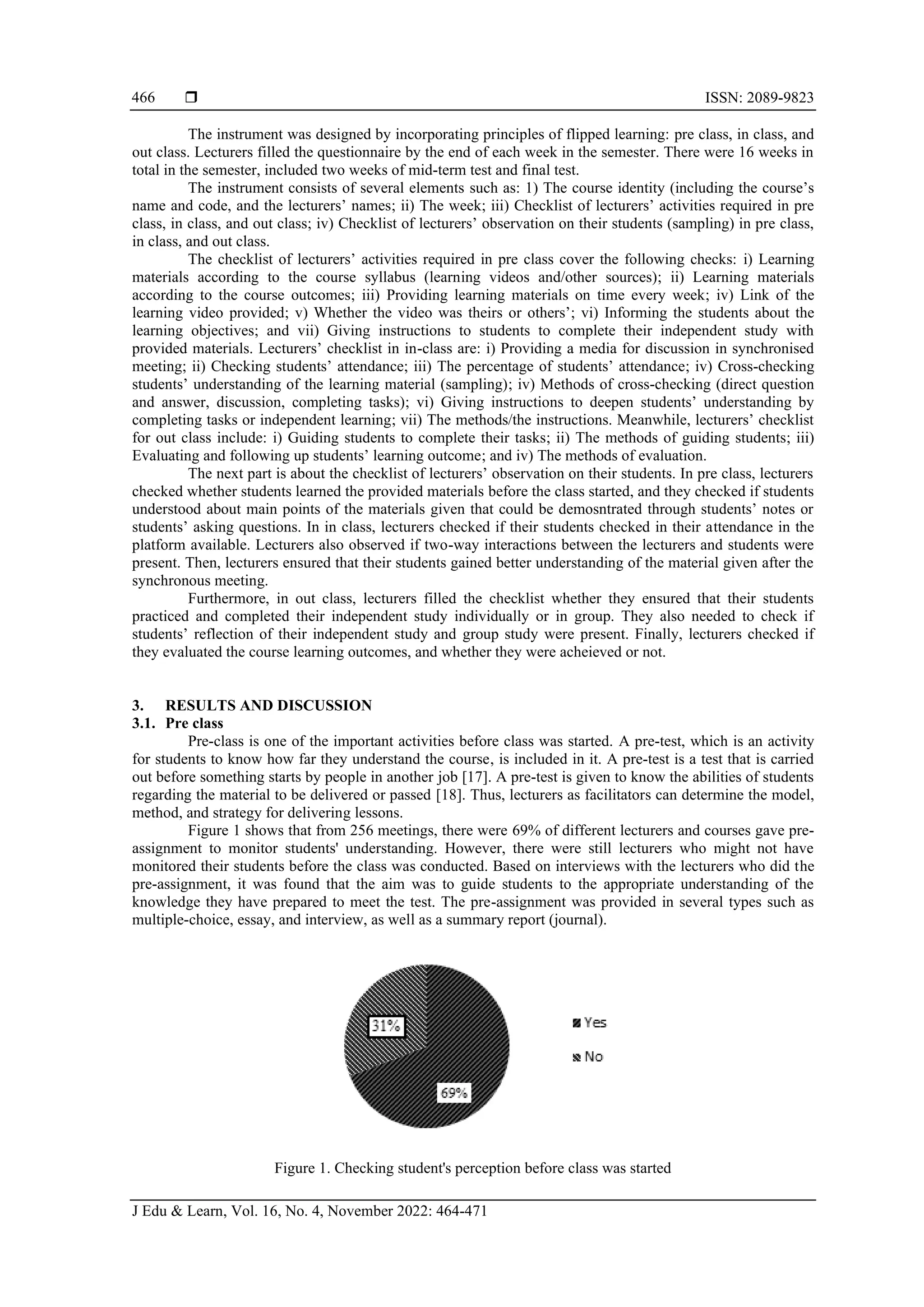 Lecturers’ checklist instrument to monitor students’ understanding in ...