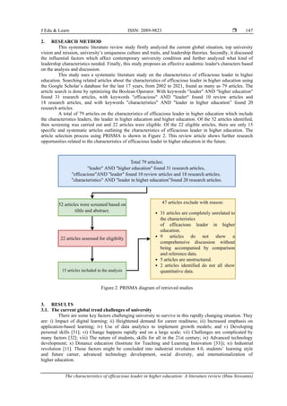 The characteristics of efficacious leader in higher education: A literature review | PDF ...