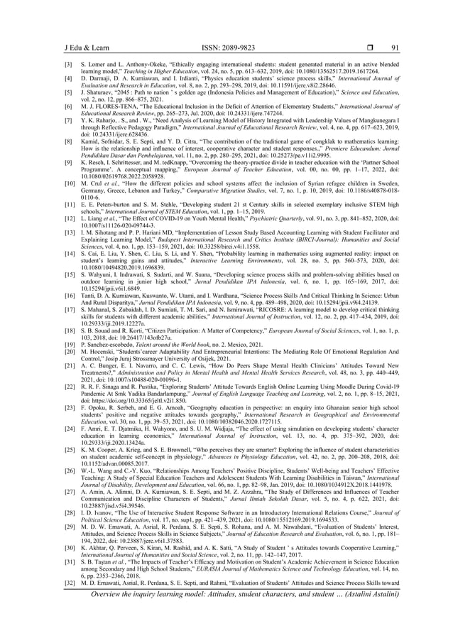 Overview the inquiry learning model: Attitudes, student characters, and ...