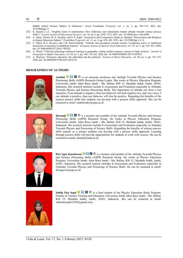 Overview the inquiry learning model: Attitudes, student characters, and ...