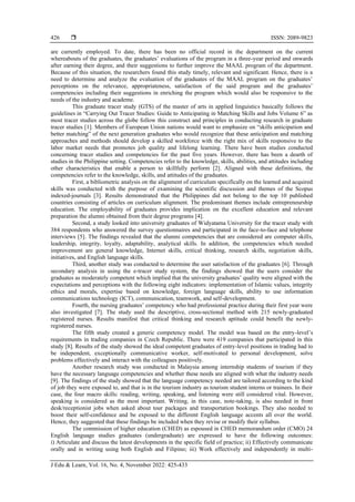 The master of arts in applied linguistics graduates’ perceptions on the ...