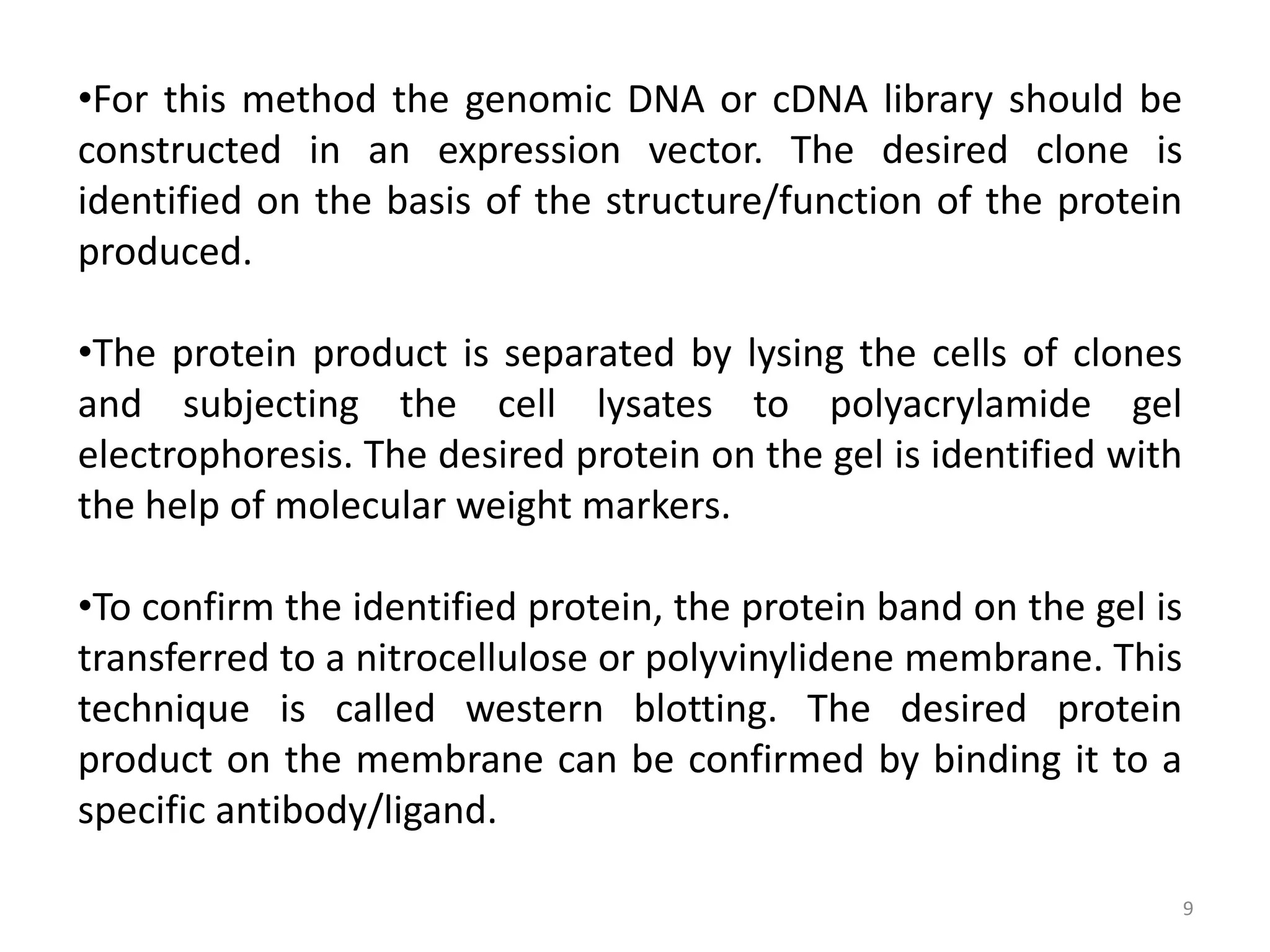 L21. techniques for selection, screening and characterization of ...
