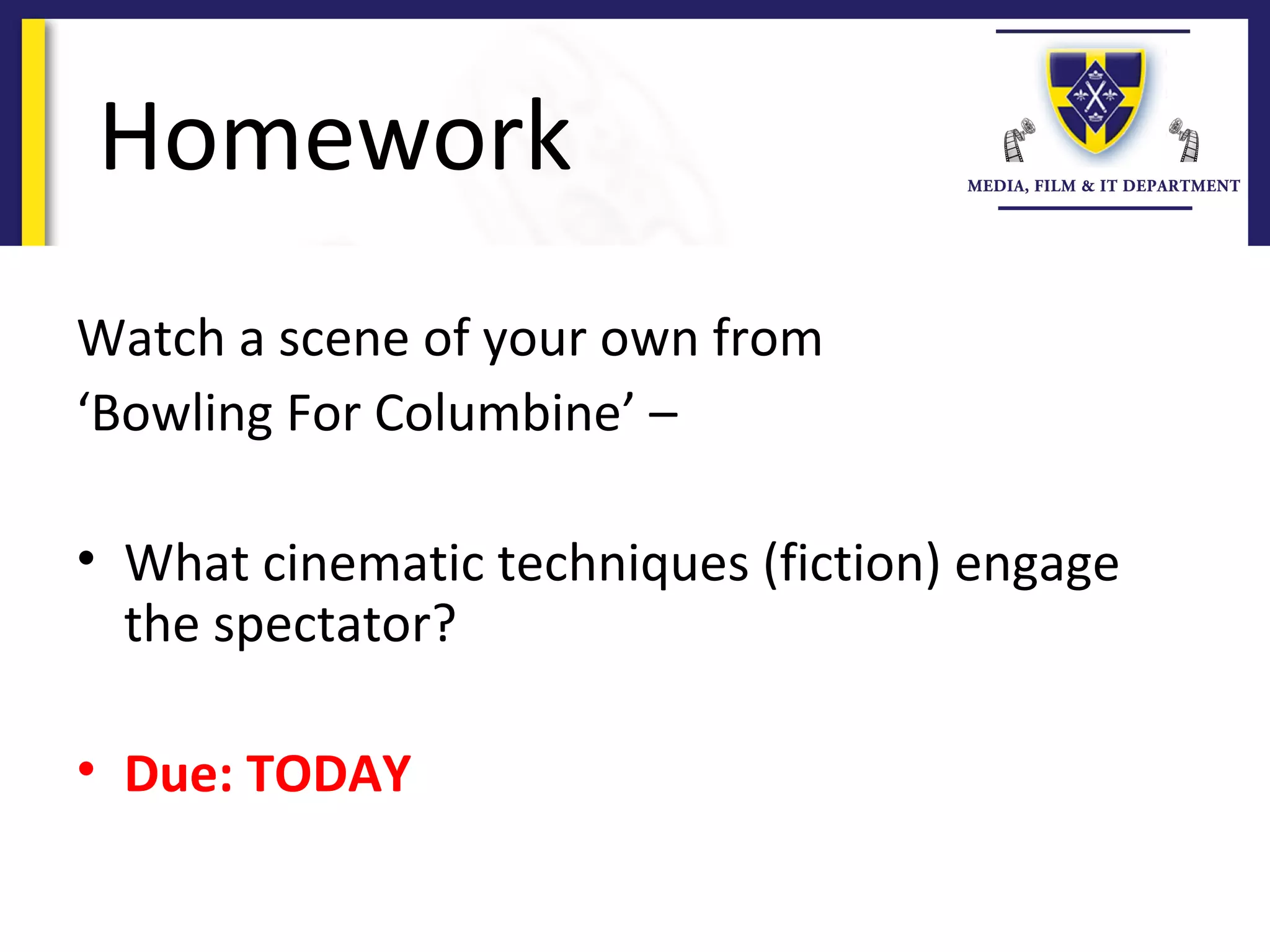 L21 'bowling for columbine' key scenes l2 of 2 | PPT | Documentary | Genres