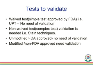 Validation of laboratory tests with important guidelines | PPTX