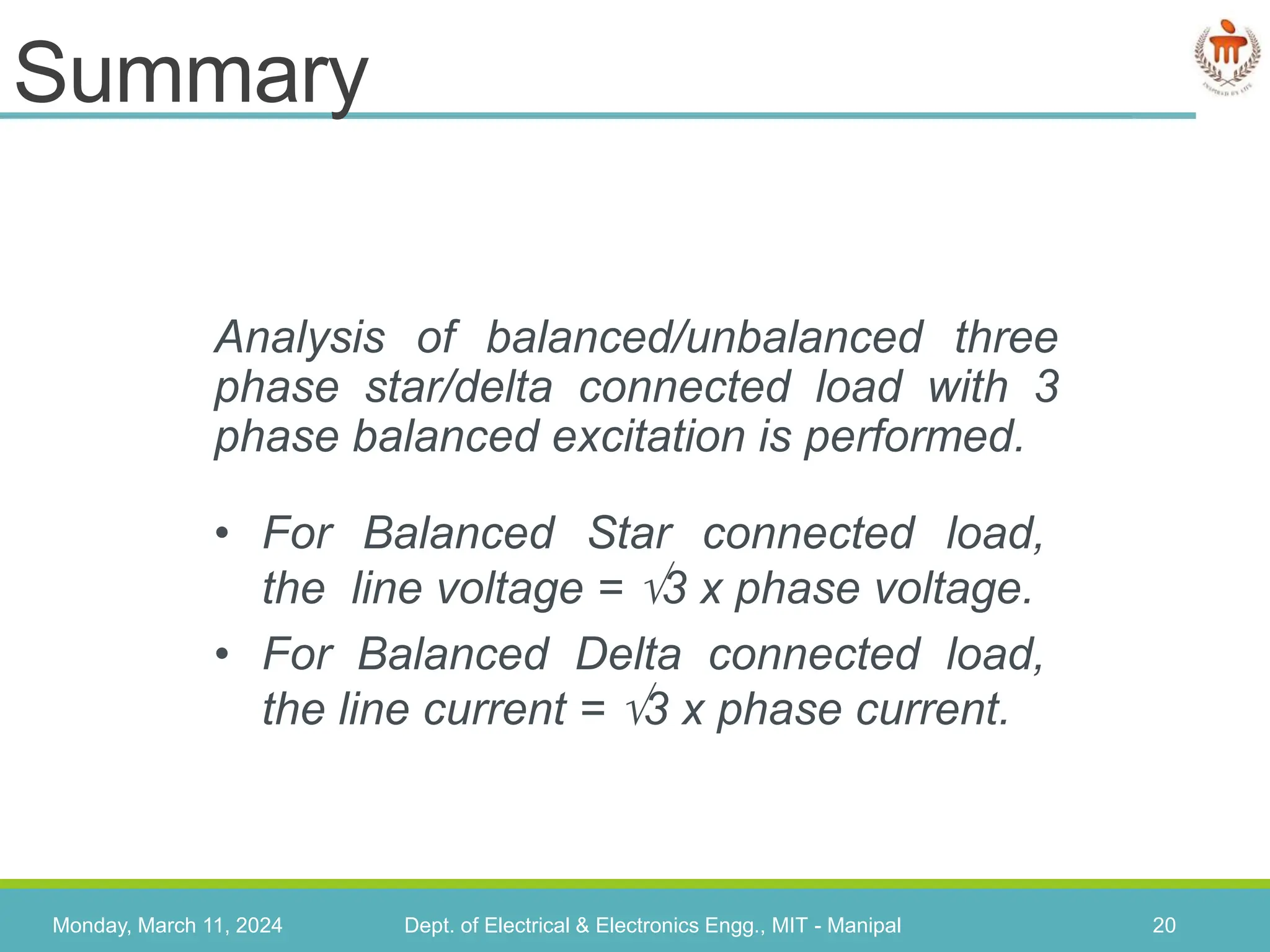 L22,L23 - 3 phase loads Balanced _ Unbalanced loads.pptx