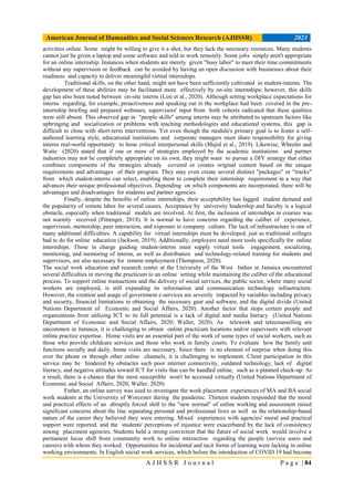 STRUGGLES AND OPPORTUNITIES IN ONLINE INTERNSHIP: SOCIAL WORK GRADUATES ...