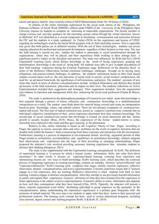STRUGGLES AND OPPORTUNITIES IN ONLINE INTERNSHIP: SOCIAL WORK GRADUATES ...