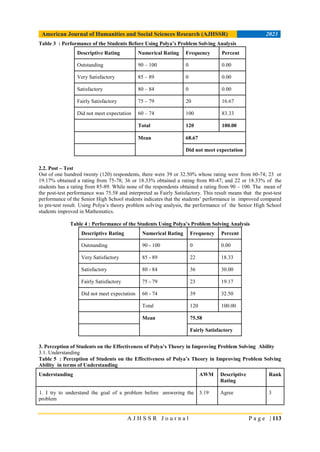 ASSESSING THE EFFECT OF POLYA’S THEORY IN IMPROVING PROBLEM- SOLVING ...