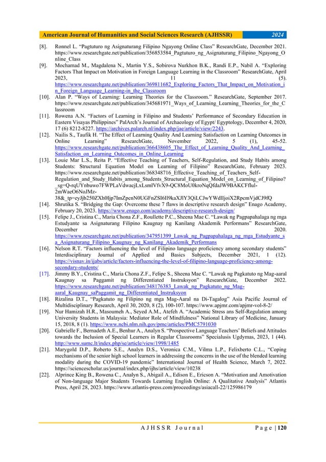 “Mga Salik na Nakaaapekto sa Pagkatuto ng Mag-aaral sa Asignaturang Filipino” | PDF