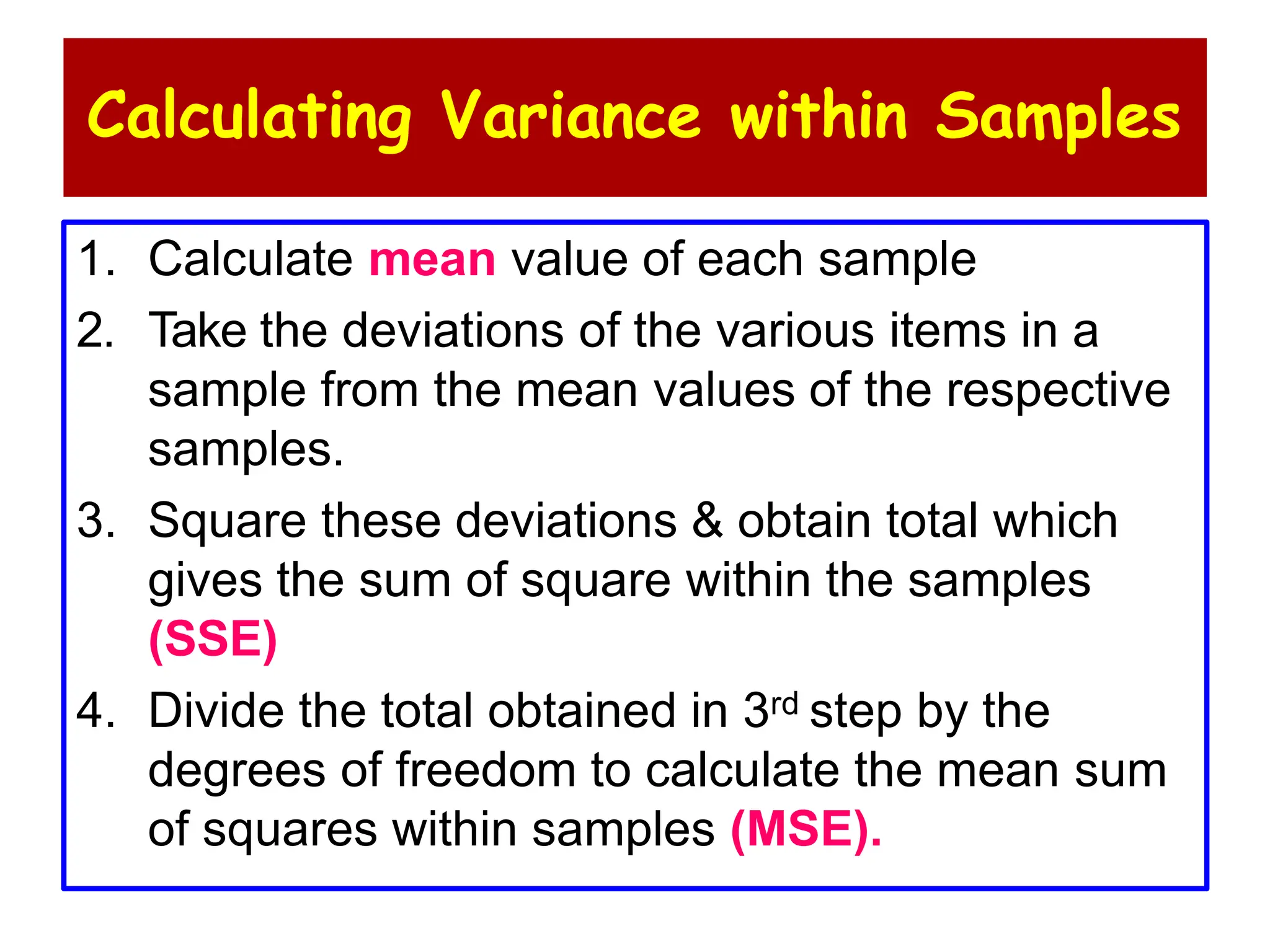 Analysis of Variance , Definition , Steps to calculate. | PPTX