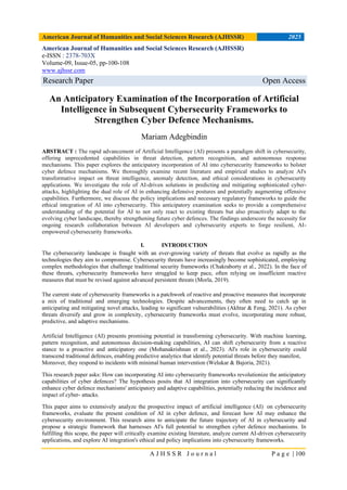 An Anticipatory Examination of the Incorporation of Artificial Intelligence in Subsequent ...