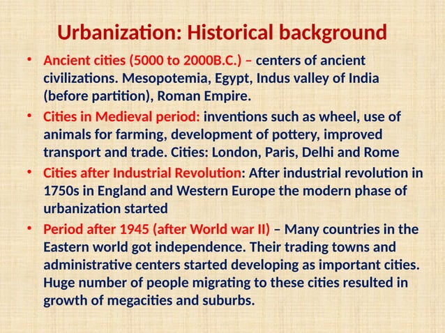 Urbanization concept and problems in the world | PPT
