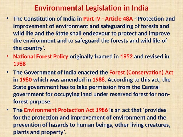 Environmental Management Concept, Environmental Legislation and ...