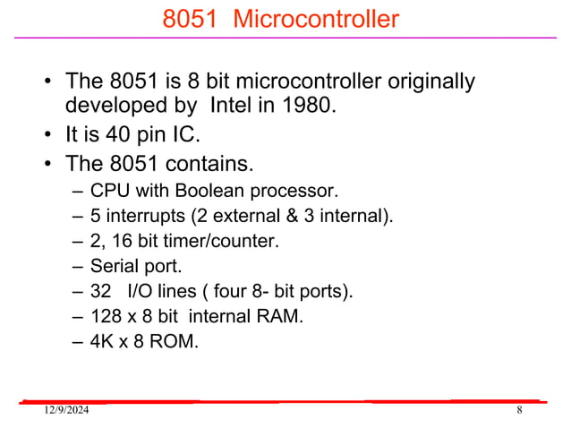 8051 Architecture, System Bus, Advantages | PPT