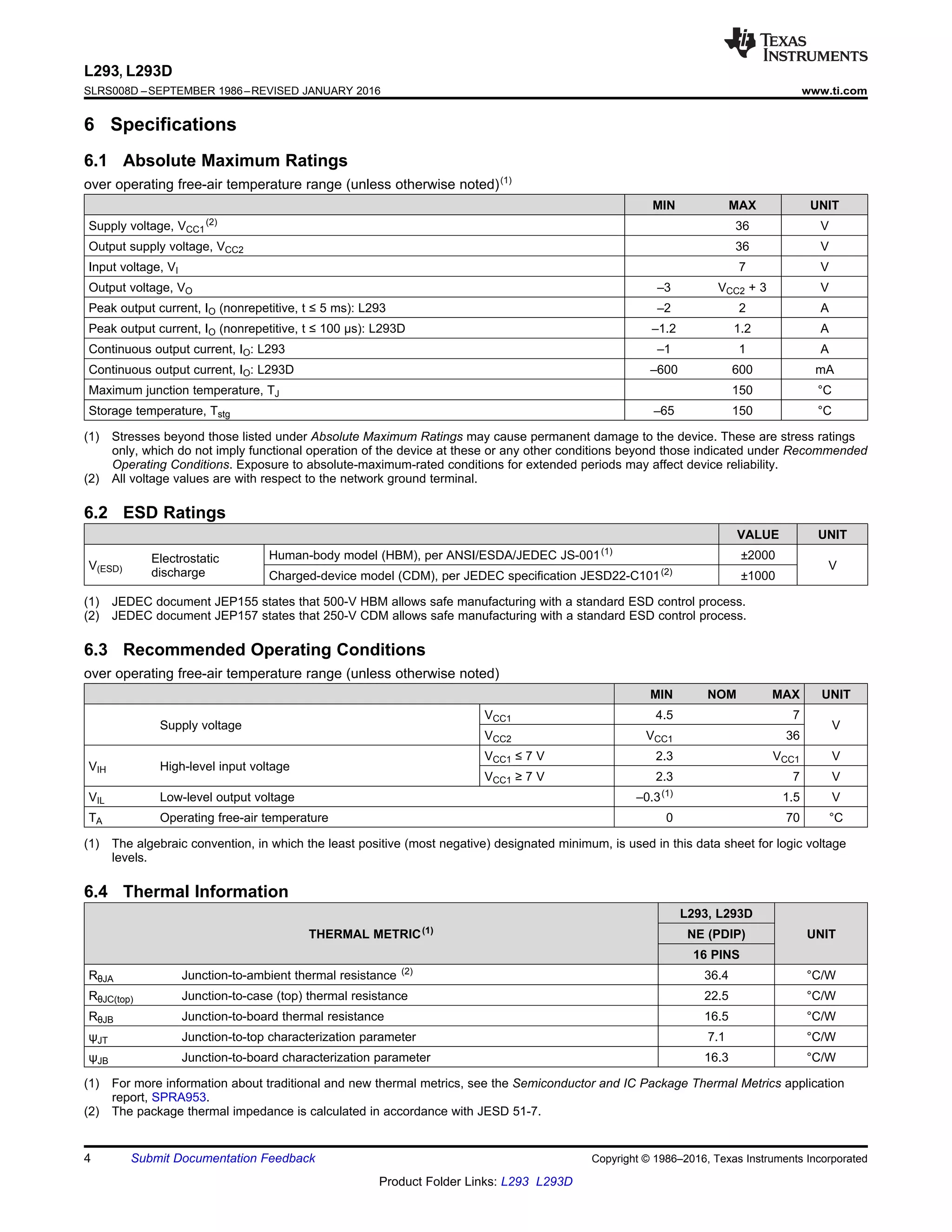 Datasheet IC L293 | PDF