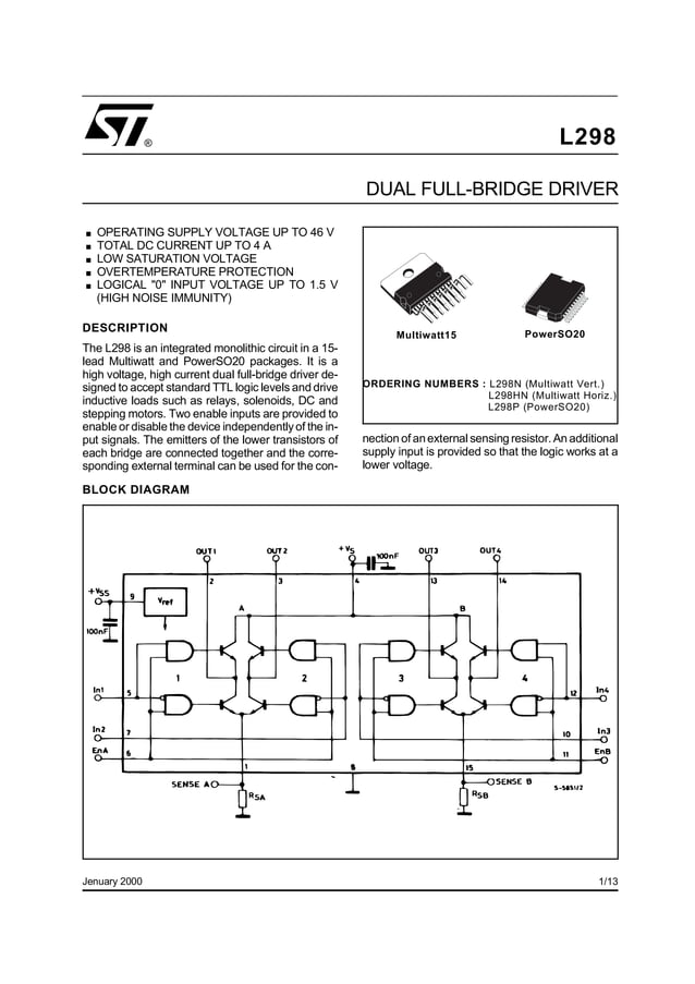L298n dATA sHEET | PDF | Computer Peripherals | Computing