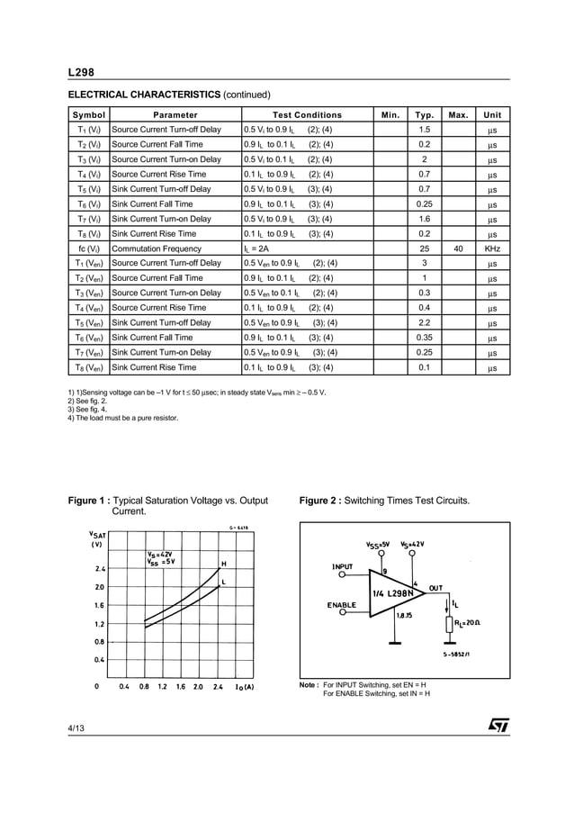 L298n dATA sHEET | PDF | Computer Peripherals | Computing