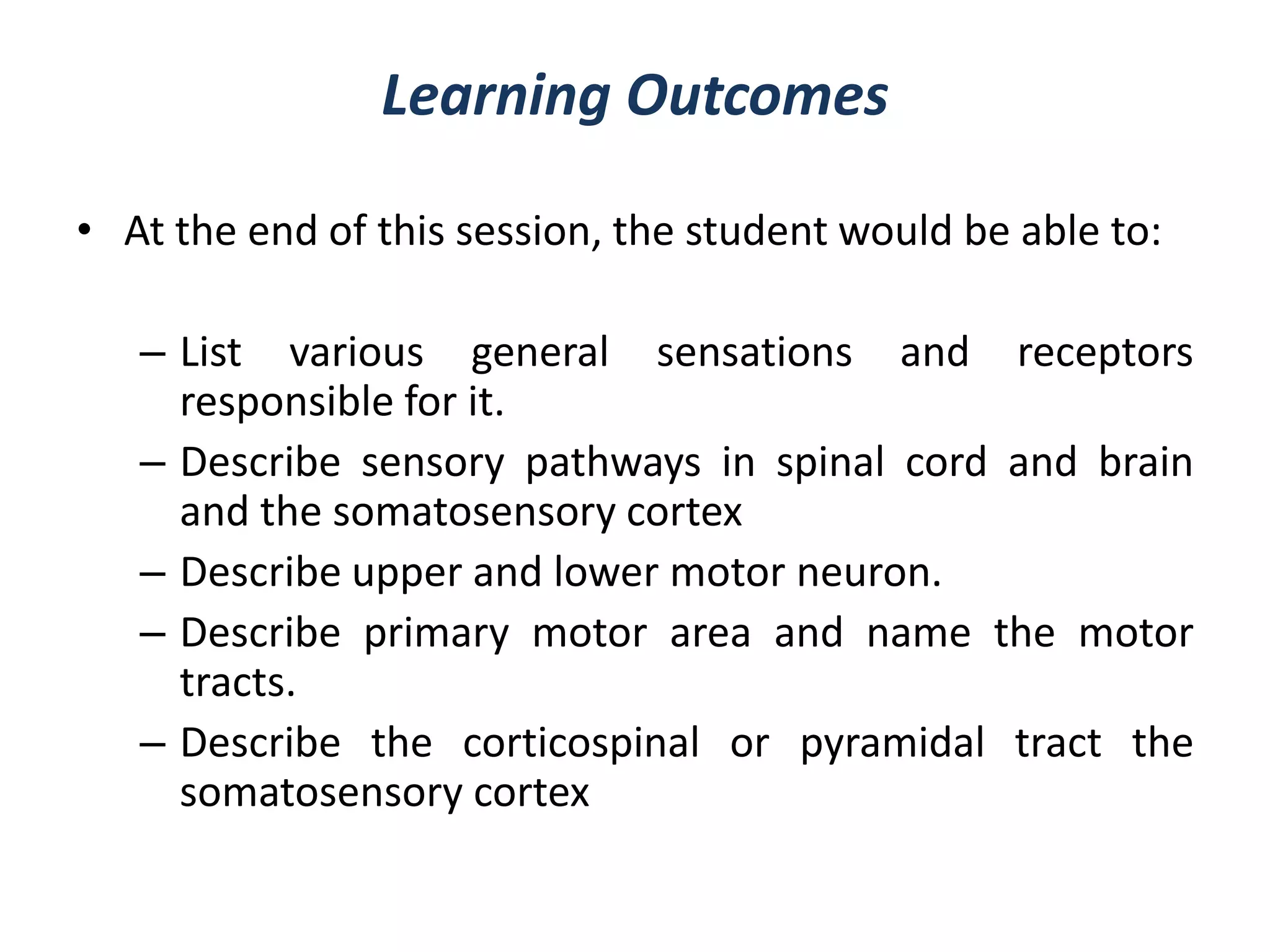 Sensory and motor pathways | PPTX