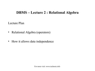 DBMS : Relational Algebra | PPT