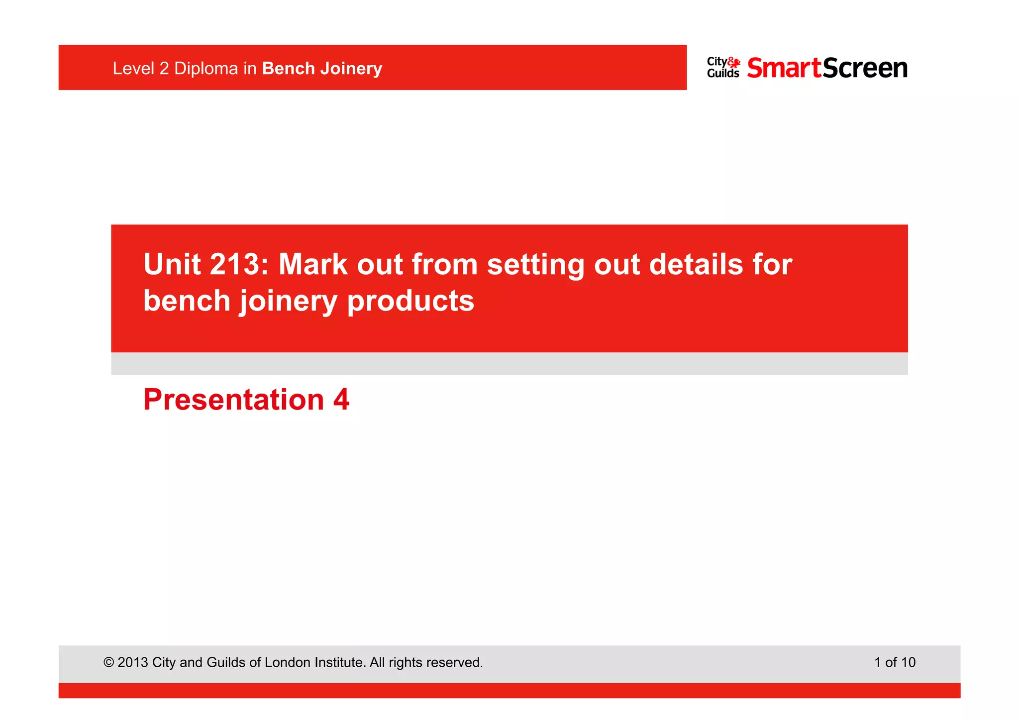 L2 bench joinery unit 213 power point presentation 4 | PPT