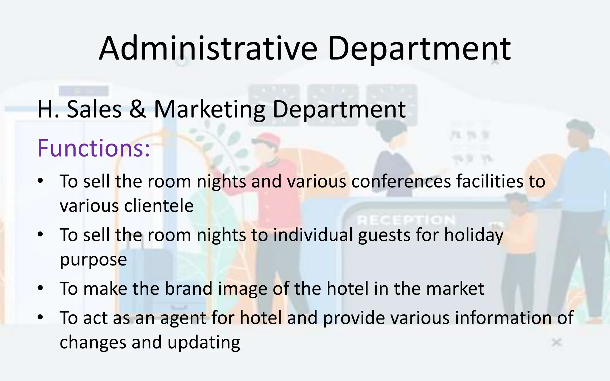 Departments in the Hotel / Hospitality Industry | PPTX
