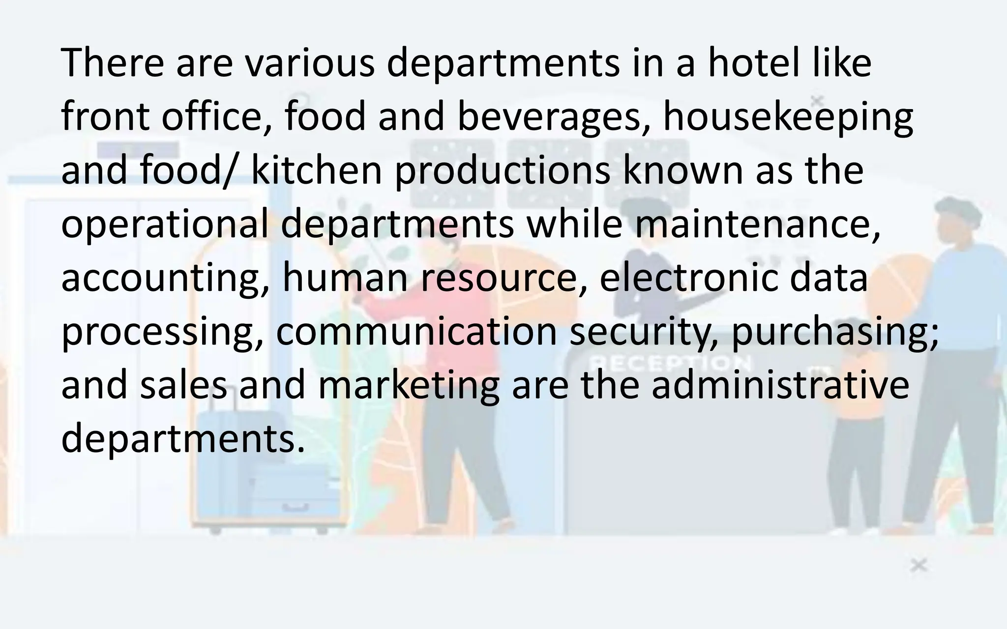 Departments in the Hotel / Hospitality Industry | PPTX