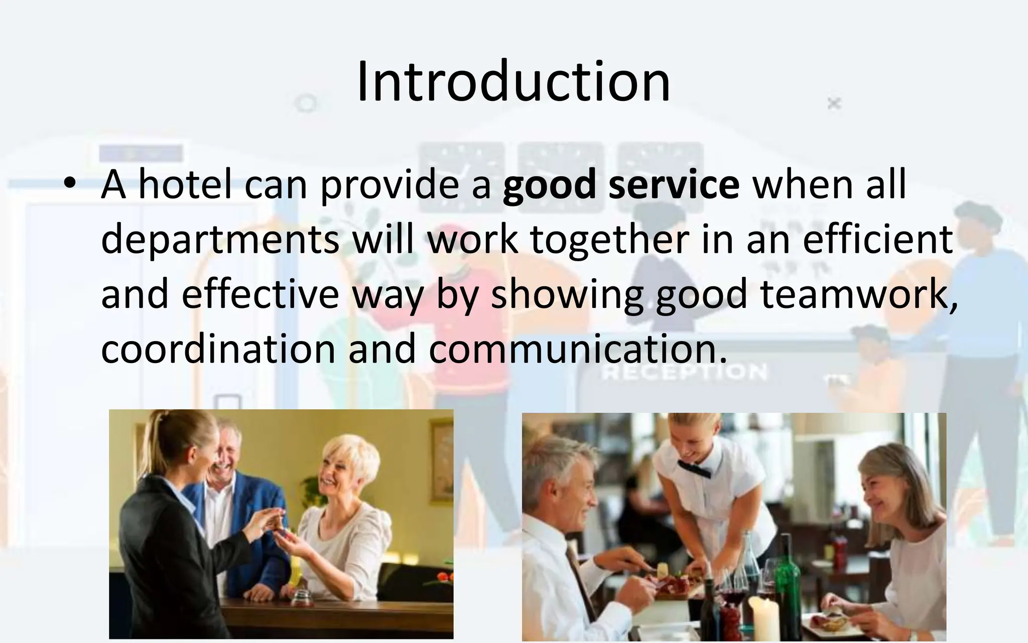 Departments in the Hotel / Hospitality Industry | PPTX